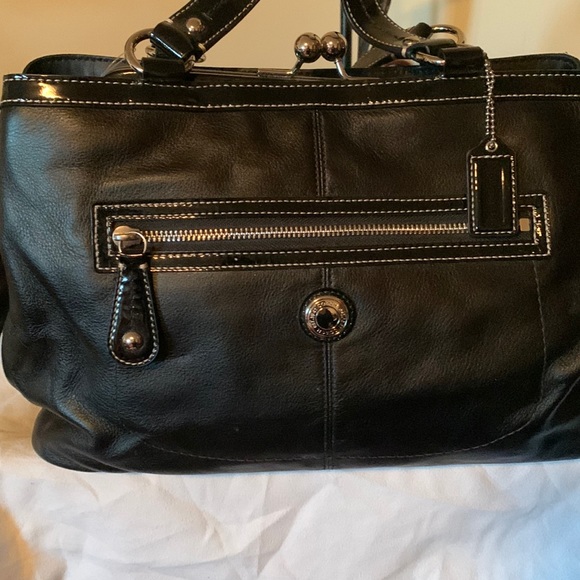 Coach | Bags | Coach Laura Black Leather Carryall Handbag | Poshmark